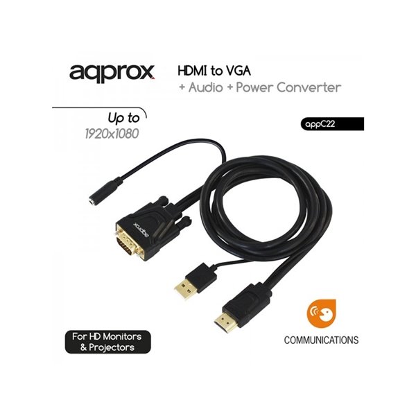 HDMI Male to VGA Male Converter Cable with Audio - ( > Display/Visual) APPC22 APPROX